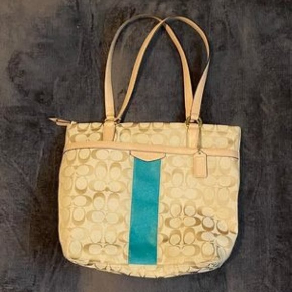 Coach | Bags | Coach Purse Logo Print Clutch With Stripe | Poshmark